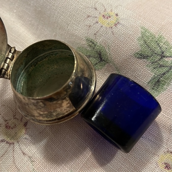 England | Kitchen | Vintage Epns England Silver Condiment Set Cobalt ...